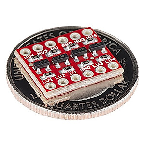 SparkFun Logic Level Converter - Bi-Directional Step Down 5V Signals to 3.3V and Steps up 3.3V to 5V Board Dimensions: 0.63 x 0.52 (16.05 x 13.33mm)