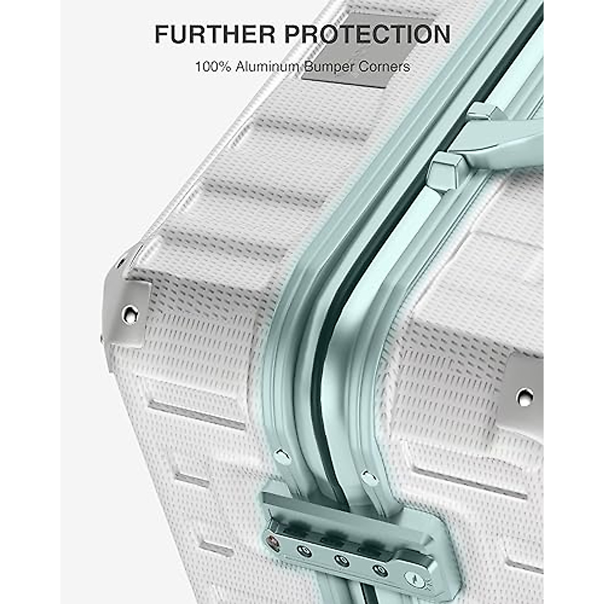 LUGGEX Hard Shell Carry On Luggage with Aluminum Frame - 100% PC No Zipper Suitcase - 4 Metal Corner Hassle-Free Travel (White Suitcase)