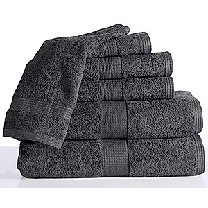 LANE LINEN Grey Bath Towels for Bathroom Set - 100% Cotton 6 Pc Towels Set, Absorbent Bathroom Towel Set, 2 Bath Towels, 2 Hand Towels, 2 Wash Cloths for Your Body and face-Grey Bath Towels Set