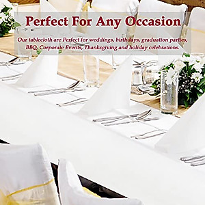 Kincown Plastic Tablecloth 4 Pack Premium Disposable Tablecloth for Rectangle Tables (54"X108") Rectangular Table Cloths Covers for Party Wedding Birthday Thanksgiving Christmas (White)