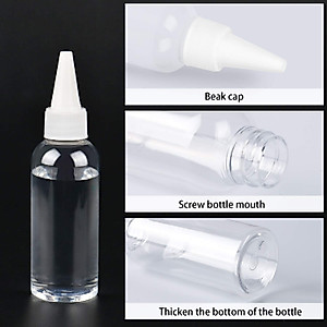 TRENDBOX 2oz Clear Plastic Bottles Applicator with Twist Top Cap BPA-Free For Hair Oils and Liquids 6 Pack with 6pcs Labels