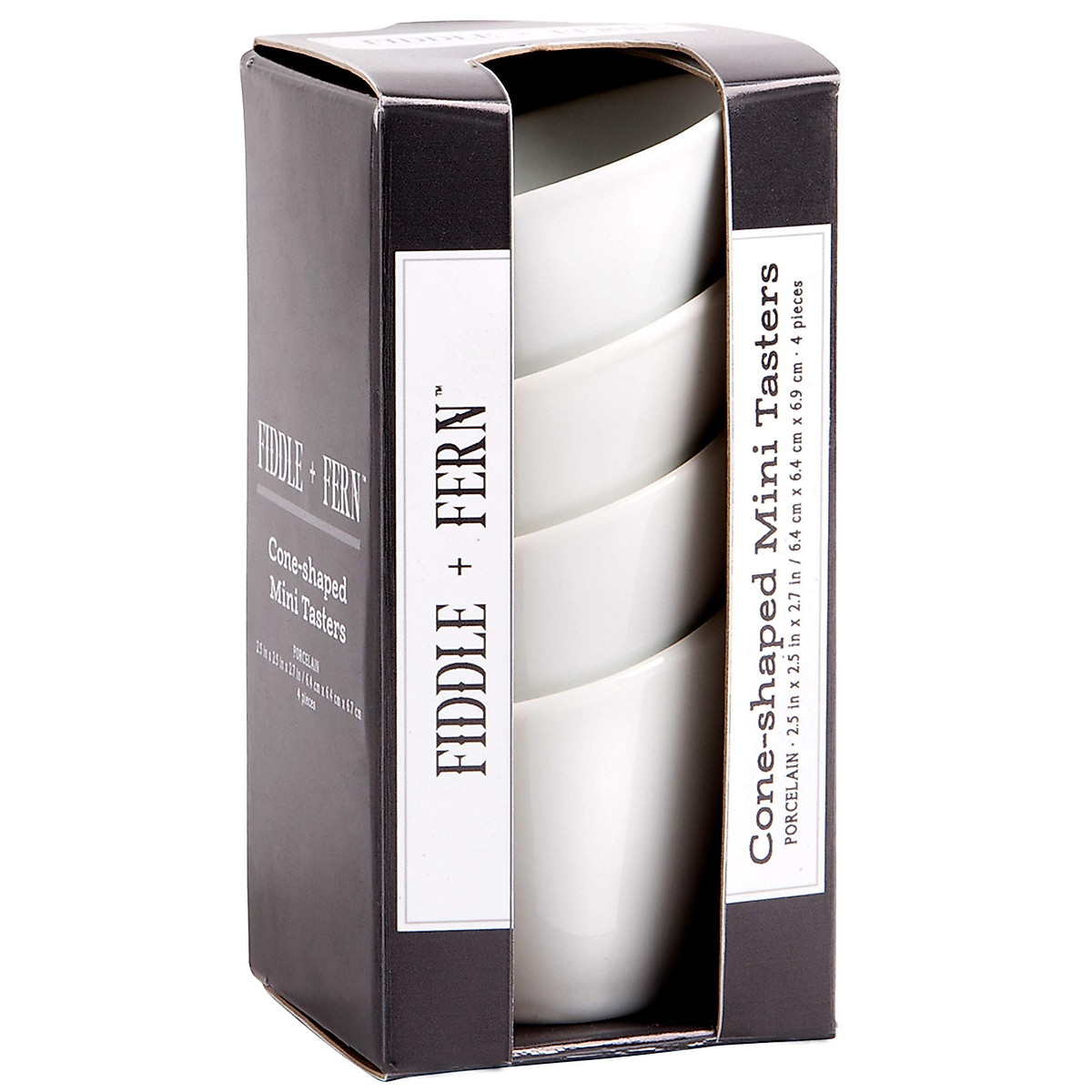 Home Essentials 15240 Fiddle and Fern Cone Shape Mini Taster, Set of 4, 3-inch Height