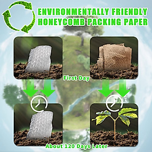 Honeycomb Packing Paper, MINHAO 15"x400' Eco Friendly Packing Paper for Moving Recyclable Honeycomb Paper Moving Supplies Bubble Paper Wrapping Protective Roll, With 36 Fragile Sticker Labels
