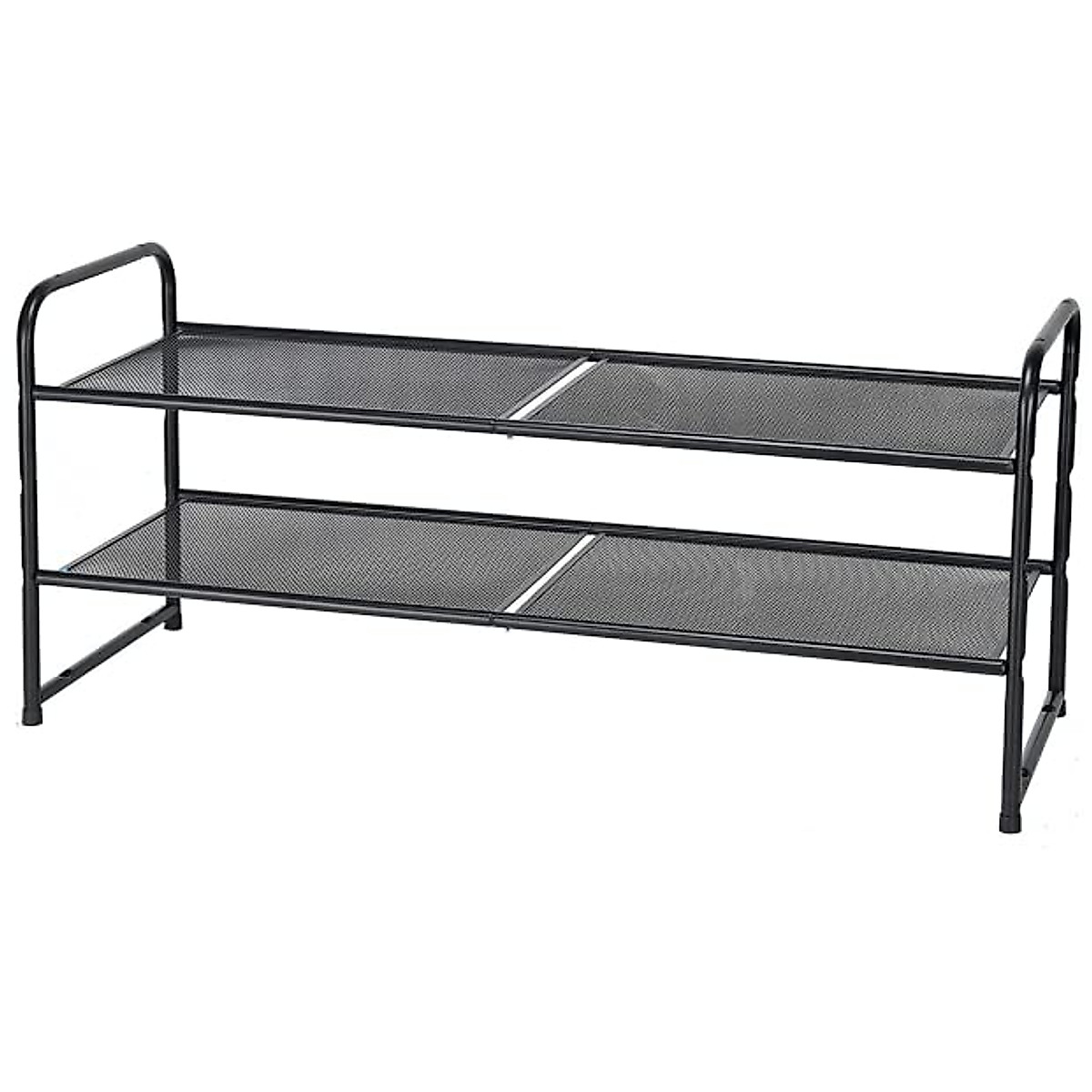 SUFAUY 2-Tier Shoe Rack, Stackable Shoe Shelf Storage Organizer for Entryway Closet, Metal Mesh, Black