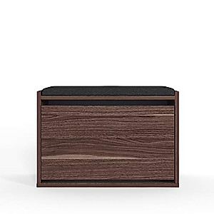 Ruumstore Tona Shoe Cabinet, 1 Flip Drawer Shoe Storage with Padded Seat Cushion (Victoria Walnut)