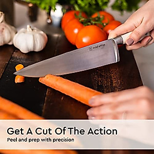 White Knife Set with Block - 14 Piece Forged Stainless Steel Triple Rivet White Kitchen Knife Set with Heavy Duty Kitchen Shears and Self Sharpening Knife Block Set