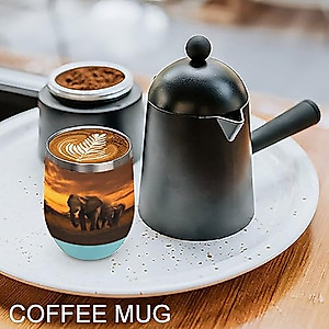 WYUSPGK 304 Stainless Steel Insulated Cup, Sunset Elephant Print Smooth Rim, Durable & Reusable - Perfect for Office, Home, And Travel