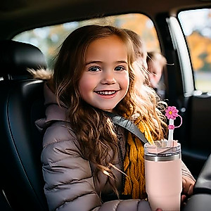 [12 Pack] Straw Cover Cap 10MM for Stanley Cup Adventure Quencher 40oz, Reusable Silicone Stopper tips for Stanley Tumbler 30oz, 20oz,12oz Accessories, Fits 10mm/0.4 inch Drinking Straws (Flowers)