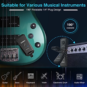 LEKATO WS-90 Wireless Guitar System 5.8GHz, Rechargeable Wireless Guitar Transmitter Receiver Upgrated 8H Battery Life, 4 Channels Guitar Wireless System for Electric Guitar Bass
