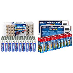 ACDelco 40-Count AA Batteries, Blue & ltraMAX 20-Count AAA Batteries, Alkaline Battery with Advanced Technology, 10-Year Shelf Life, Recloseable Packaging