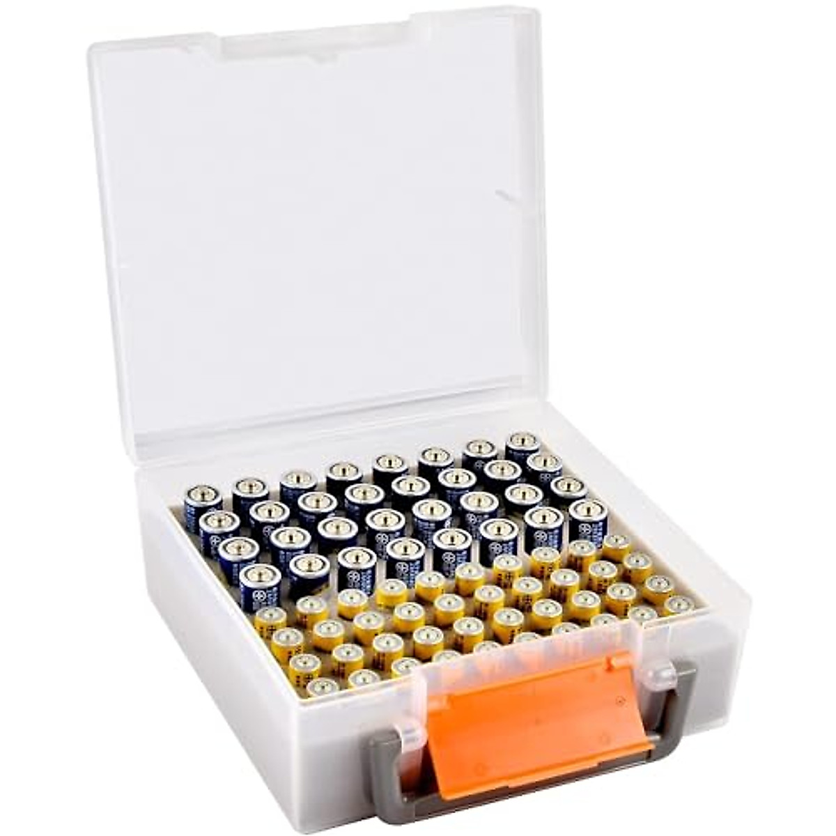 FULLCASE Battery Storage Organizer Holder Holds 72 AA AAA Batteries, Box Cases Garage Container, Home Drawer Organization Dispenser (Case Only) (White)