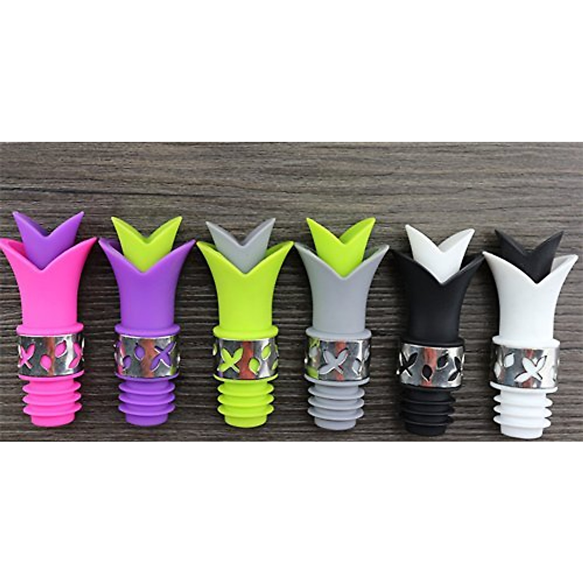 HYTK Cute Funny Gift Wine Bottle Stopper Pourer Silicone Material Lily Wine Pourer Packed of 3 No Leak (Green, Pink, Purple)