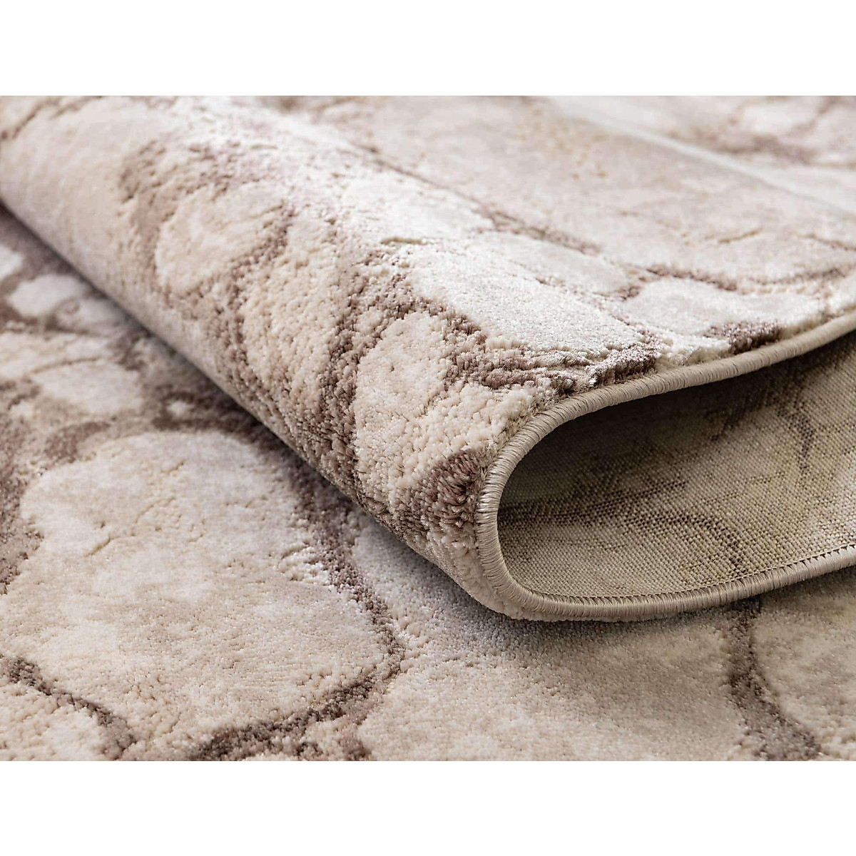 Unique Loom Oasis Collection Area Rug - Breeze (8' x 10' Oval, Brown/ Beige)