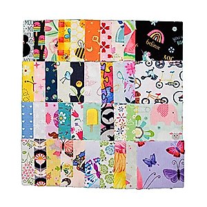 50 pcs 2.5-Inch' Mini Charm Pack, Die Cut Quilting Squares, 100% Cotton for Quilting, Fabric Bundle (I Spy Girls)