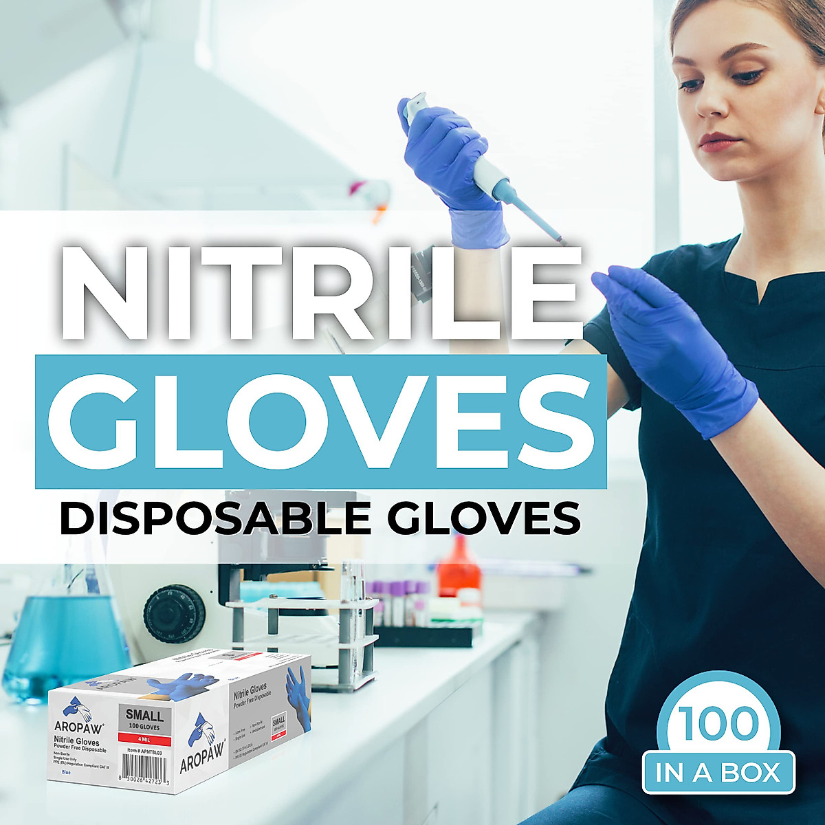AroPaw Nitrile Gloves Case, Disposable Gloves 4 MIL, Comfortable, Powder Free, Latex Free |10 Boxes | 1000 Gloves (Large)