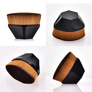 Foundation Makeup Brush Kabuki Makeup Brush Multifunctional Makeup Brush Make Up Tool for Foundation Blending Liquid (2pcs Black & 1pc Rose)