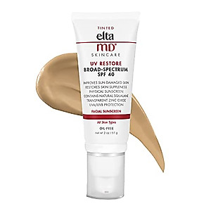 EltaMD UV Restore SPF 40 Anti Aging Face Moisturizer For Women, Broad Spectrum Physical Sunscreen with Zinc Oxide, Tinted Face Sunscreen, Anti Aging Moisturizer, Improves Skin Smoothness, 2 OZ Tube