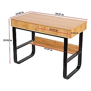 Desktop Computer Desk with 2 Drawers, Home Office Multi-Layer Storage Frame Study Writing Table Computer Gaming Table, Student Study Workstation Reading Writing Desk PC Laptop Table