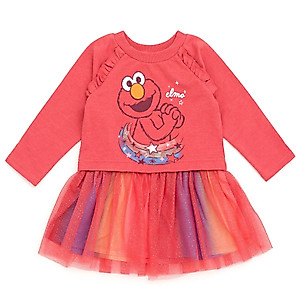 Sesame Street Elmo Infant Baby Girls French Terry Dress Red 12 Months