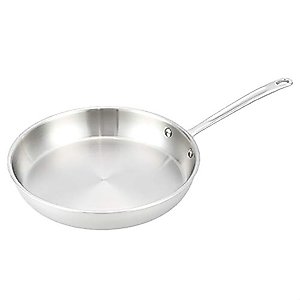 Amazon Basics Tri-Ply Stainless Steel Fry Pan, 12 Inch, Silver (Previously AmazonCommercial brand)