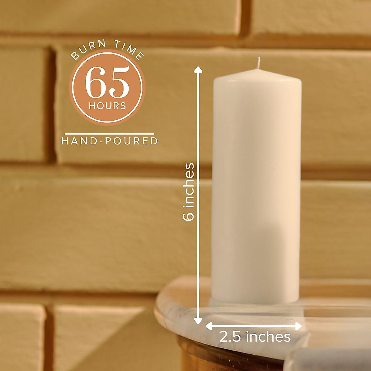 Simply Soson 2.5x6 inch Ivory Pillar Candles, Ivory Candles, Set of 6 Ivory Pillar Candles Bulk 2.5x6, Emergency Candles, Tall Candles, Wax Candle, Unscented Candles, Candle Pack Cone Tip Ivory Pillar