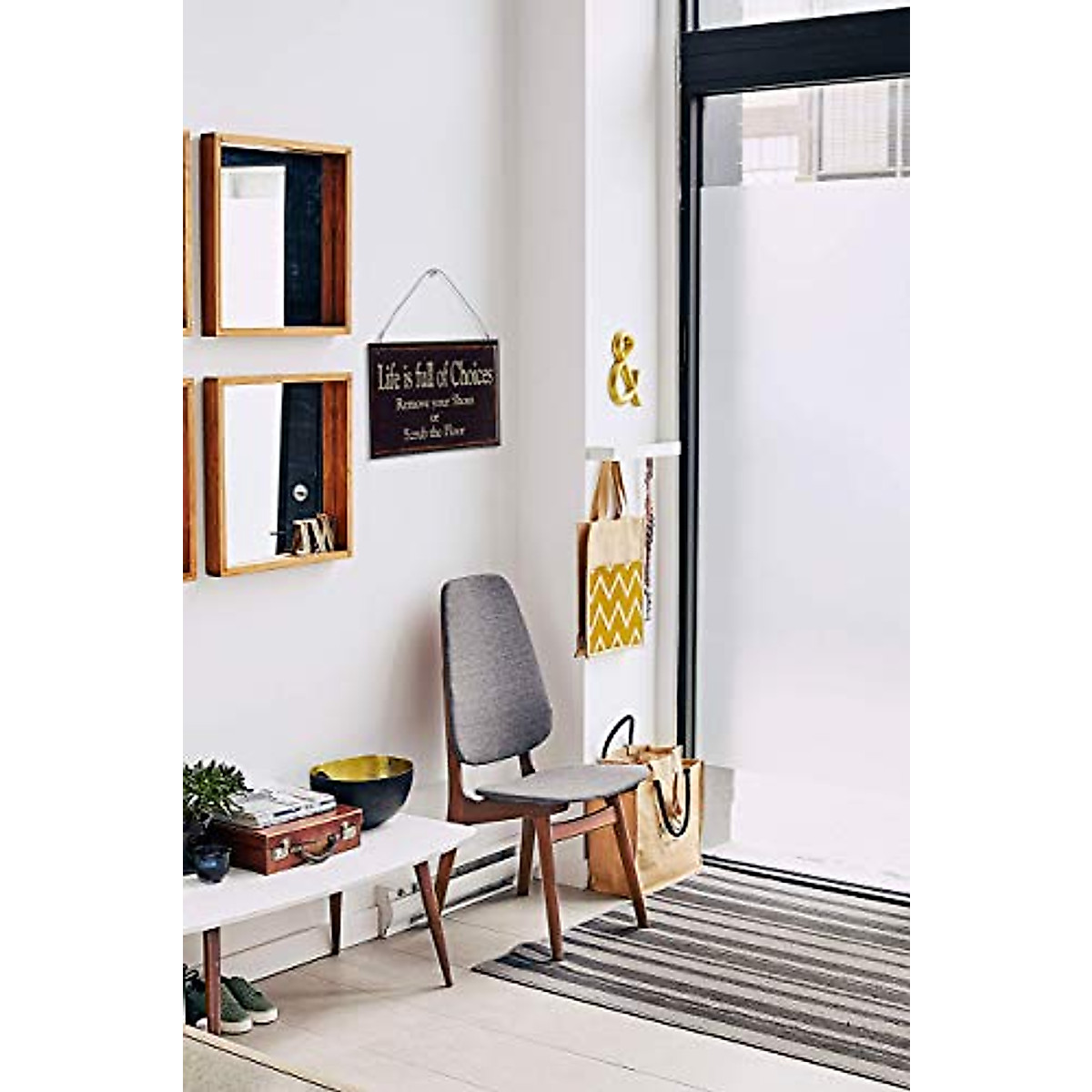 NIKKY HOME Life is Full of Choices Remove Your Shoes Or Scrub The Floor Wooden Wall Decorative Sign 9.82 x 0.37 x 5.3 Inches Black