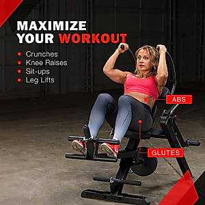 Body-Solid (GAB300B) Semi-Recumbent Ab Bench - Adjustable Core Workout Seat for Home Gym, Multi-Position, Ergonomic Design for Abdominal Muscle Training