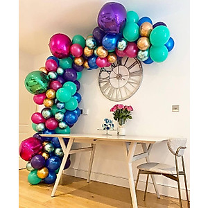 6 Pack Purple 22 Inch 4D Foil Balloons Big 360 Degree Round Sephere Mylar Balloons Mirror Finish Metallic Balloons for Wedding,Birthday,Bachelorette,Baby Shower Decorations Party Supplies