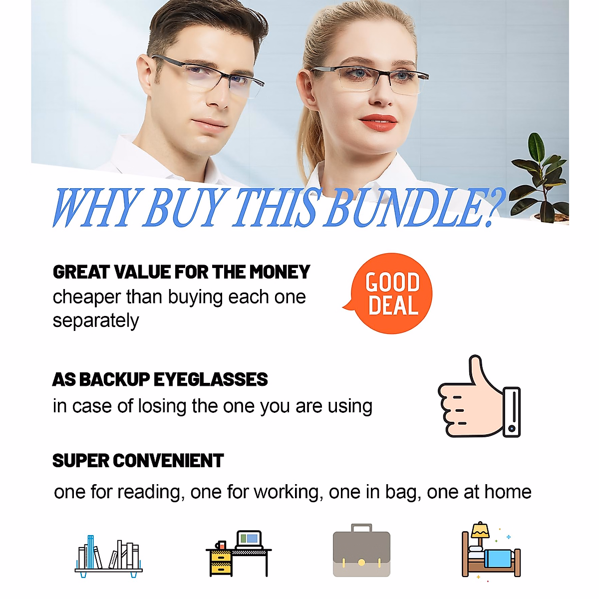 WEMOOTANTS 4 Pack Blue Light Blocking Reading Glasses 1.5 Men Women Glare UV Filter Blocker Readers 1.0 1.25 1.5 1.75 2.0 2.25 2.5 2.75 3.0 3.5 4.0 Black, 1.50