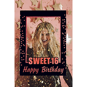 LaVenty Rose Gold 16th Birthday Party Photo Booth Props 16th Birthday Photo Frame Birthday Photo Frame