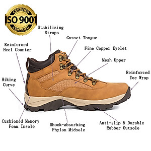 CC-Los Men's Waterproof Hiking Boots Work Boots Lightweight & All Day Comfort Black Size 8-14