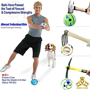 CREDIT 5 STAR Wobble Giggle Dog Treat Ball for Medium Large Dogs Interactive Dog Puzzle Toys Squeaky Ball Safe Gift for Dogs (Large, 5.5")