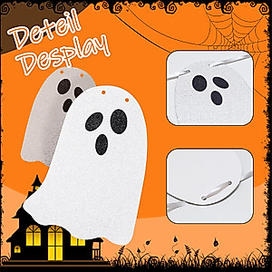 Ngdhkd 3 Pack Halloween Hanging Ghost Banner Decoration Halloween Party Ghost Banner Glitter Ghost Garland Decoration for Haunted Houses Indoor Outdoor Room Decoration