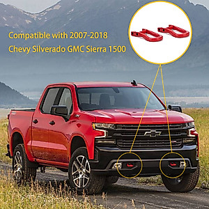 WEILEITE Front Bumper Tow Hook Shackles Chevy Silverado GMC Sierra 1500 2007-2018 Silverado 1500 LD 2019 Sierra 1500 Limited 2019 Replace 84192871(2Pcs,Red)