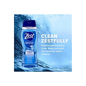 Zest Ocean Breeze Body Wash - Enriched with Sea Minerals - Rich Lathering Cleansing Body Wash Leaves Your Skin Feeling Smooth and Moisturized With an Invigorating Scent, 18 Fl Oz (Pack of 6)