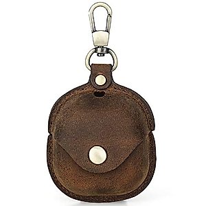 Apqdw Leather Case for Galaxy Buds 2 Pro 2022/ Galaxy Buds 2 2021, Samsung Galaxy Live Earbuds Case Cover with Keychain, Galaxy Buds Pro Protective Case (Dark Brown)