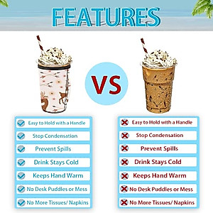 Reusable Iced Coffee Sleeve Deer Animal Insulator Sleeves for Cold Drink Beverages Elk Arrow Iced Coffee Sleeve with Handle Neoprene Cup Holder for Coffee, Tea, Soda, Latte(32 oz)