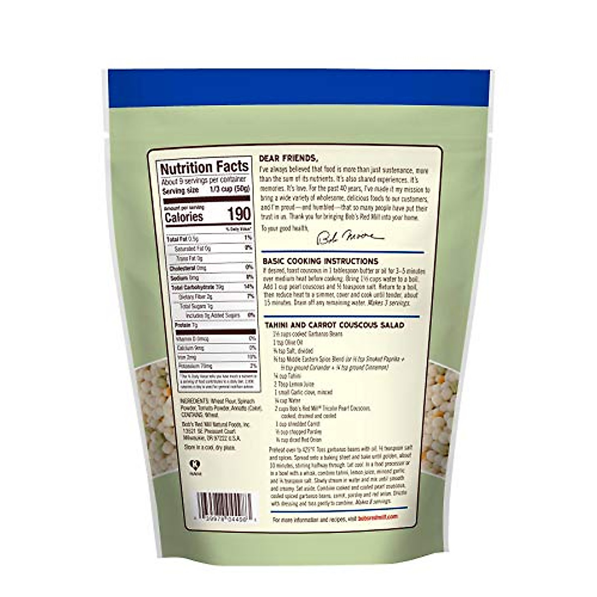 Bob's Red Mill Tri-Color Pearl Couscous, 16 Oz