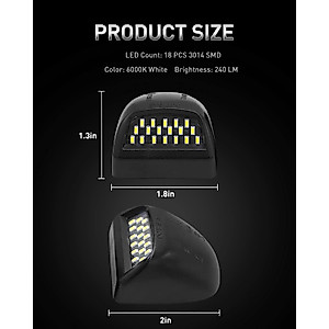 LESAUCE Full LED License Plate Light Tag Lamp Assembly Replacement for Chevy Silverado 1500 2500 3500 Suburban Tahoe GMC Sierra Yukon XL for Escalade, 6000K White, Pack of 2