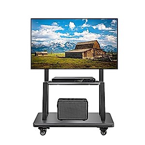 Hellsehen Mobile TV Stand,Rolling TVs Cart on Wheels Height Adjustable Heavy-Duty Floor Stand Base for 32 -70 Inch LCD LED OLED Flat Panel Screens Smartboard Movable Holds up to 100lbs with Shelf