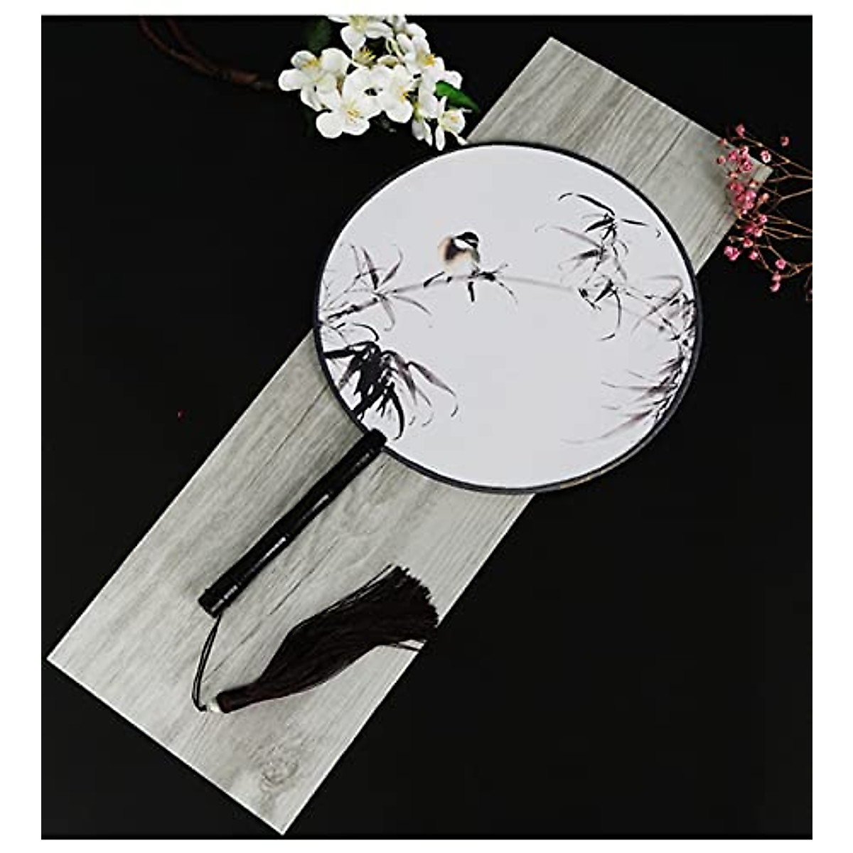 VAYLAS Ancient Style Palace Fan, Vintage Round Fan, Portable Fan, Hanfu Single-Sided Silk Ball Fan, Handmade Gift Fan 10