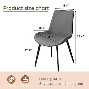 HIPIHOM Dining Chairs Set of 4, Modern Kitchen & Dining Room Chairs, Upholstered Faux Leather Cushion Seat and Sturdy Metal Legs (4 Grey Chairs)