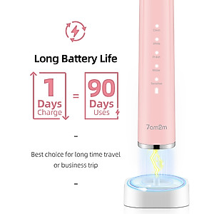 7AM2M Rechargeable Sonic Electric Toothbrush AM100 Package with 10 Brush Heads