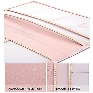 HerriaT Car Registration and Insurance Card Holder - Leather Vehicle Glove Box Automobile Documents Paperwork Wallet Case Organizer for ID, Driver's License, Key Contact Information Cards - Men&Women