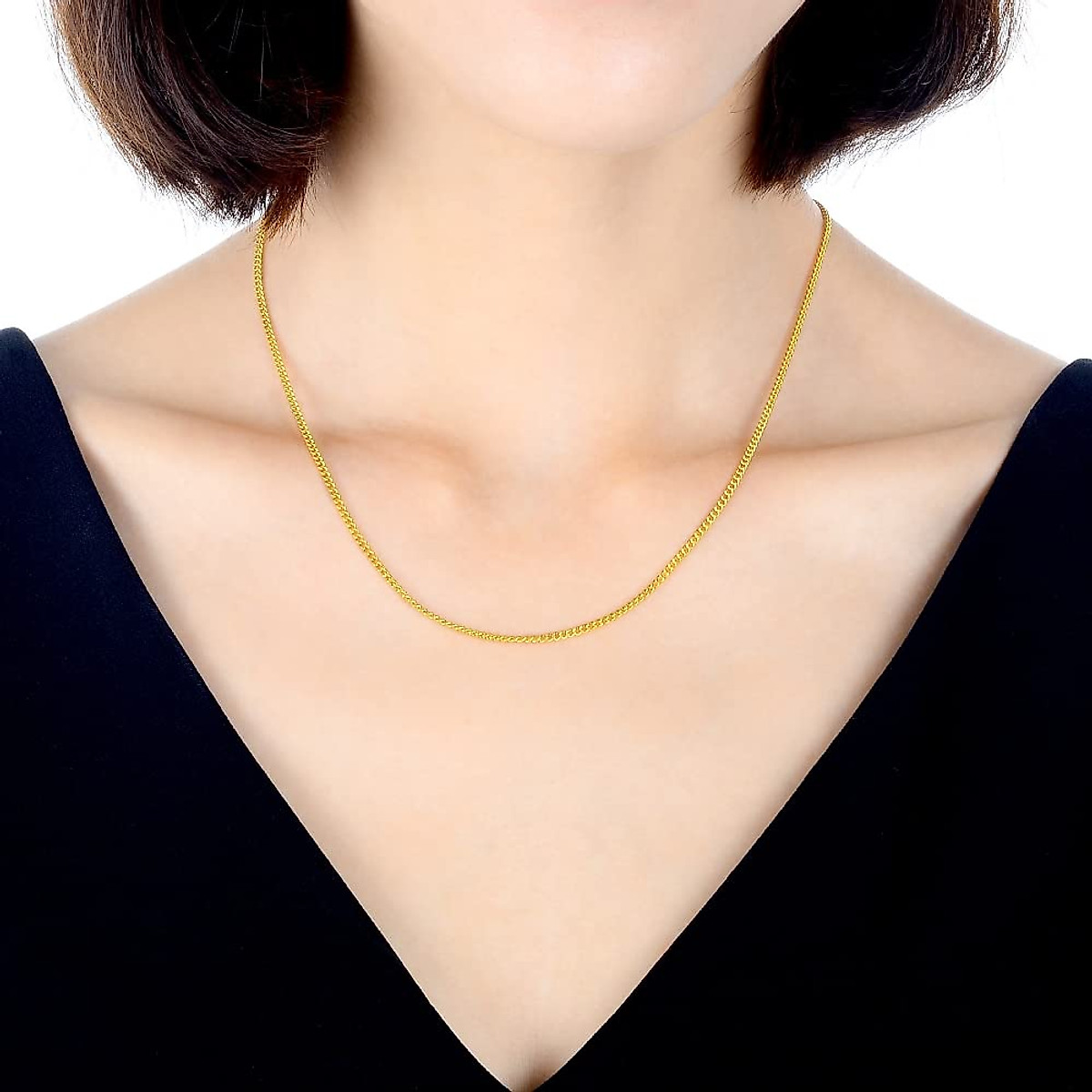 CHOW SANG SANG 999.9 24K Solid Gold Price-by-Weight 10.85g Gold Simple Curb Necklace for Women 09533N | 17.7", (45 CM)