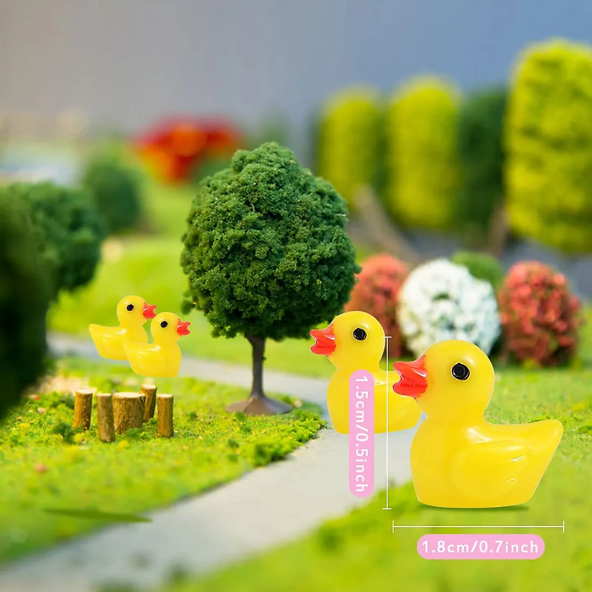 100Pcs Mini Resin Ducks, Tiny Ducks Figurines Bulk for Miniature Dollhouse Decor Accessories Garden Aquarium Potted DIY Ornament Party Toys