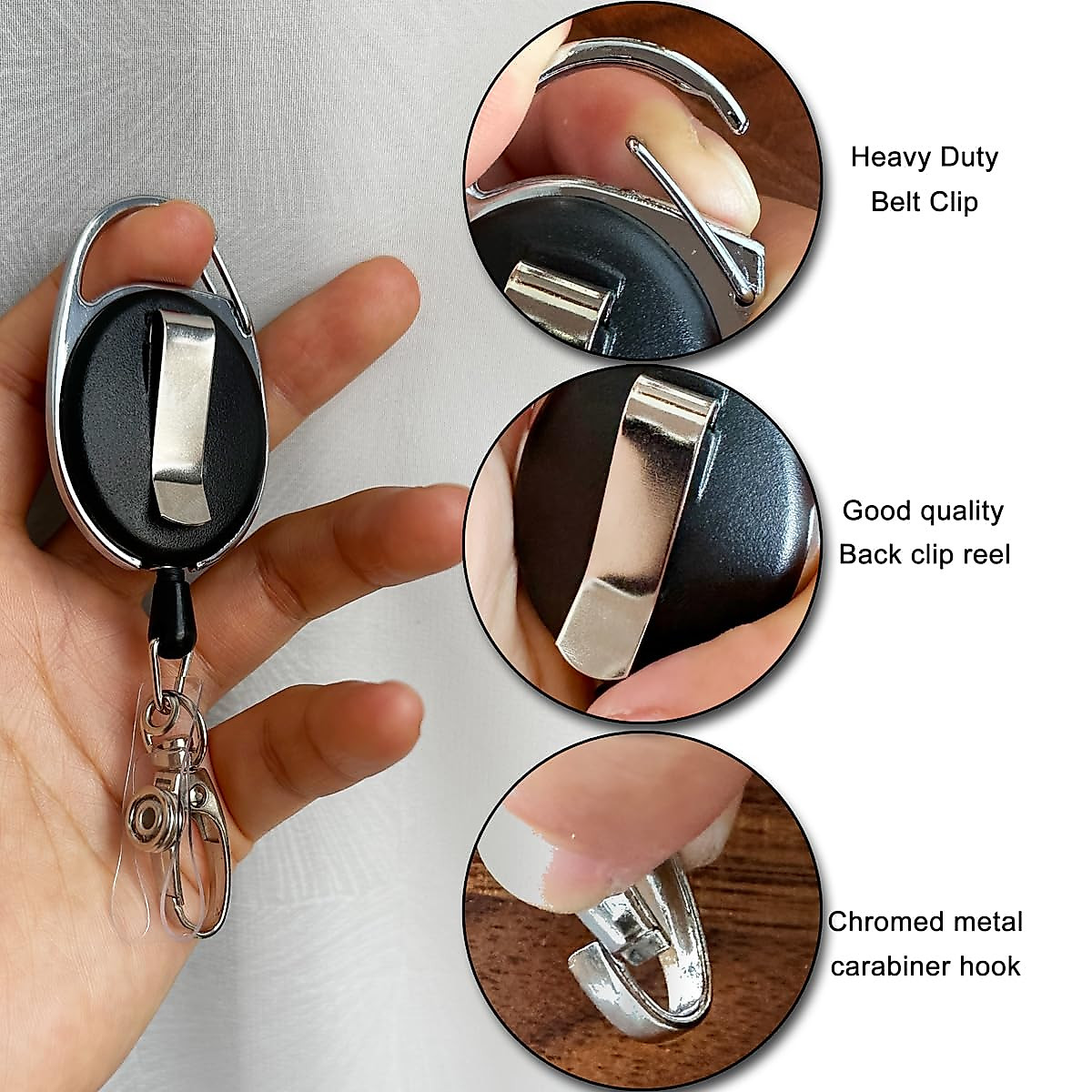 Retractable Badge Reel with Claw Clasp and Clip for Id Card Holders (2Pack)