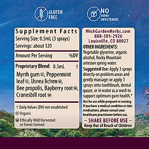 WishGarden Herbs Gum Strength Oral Health Aid - Natural Oral Gum Rinse Supplement for Adults with Myrrh & Usnea, Gum Health Mouthwash Supports Healthy Inflammatory Response and Oral Microbiome, 2oz