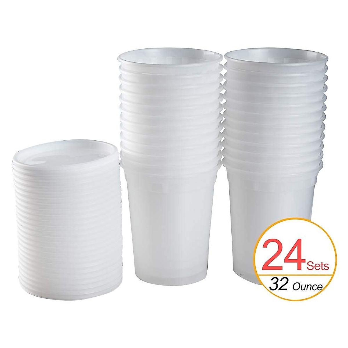 Plastic Food Storage Containers 2oz-100sets+32oz-24sets