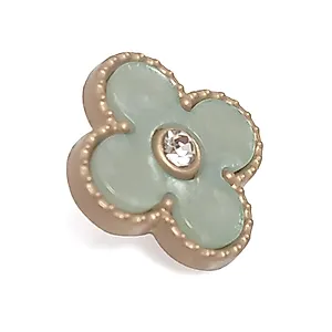 Craftisum Green Resin Metal Base Four Leaf Clover Sewing Shank Buttons 20 Pcs - 20mm, 3/4"